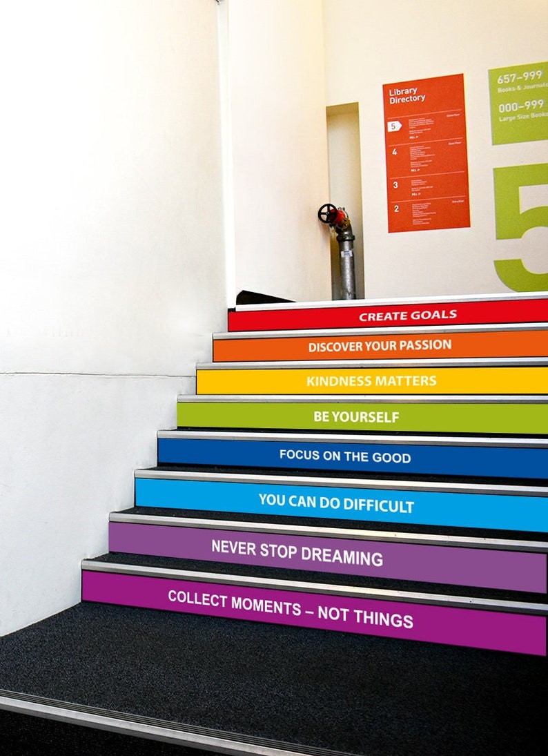 30 Motivational Stair Decals for School, Staircase Quotes Decal, Growth ...