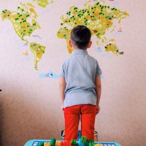 World Map Wall Decal, World Map for Kids, World Map Sticker for Kids ...