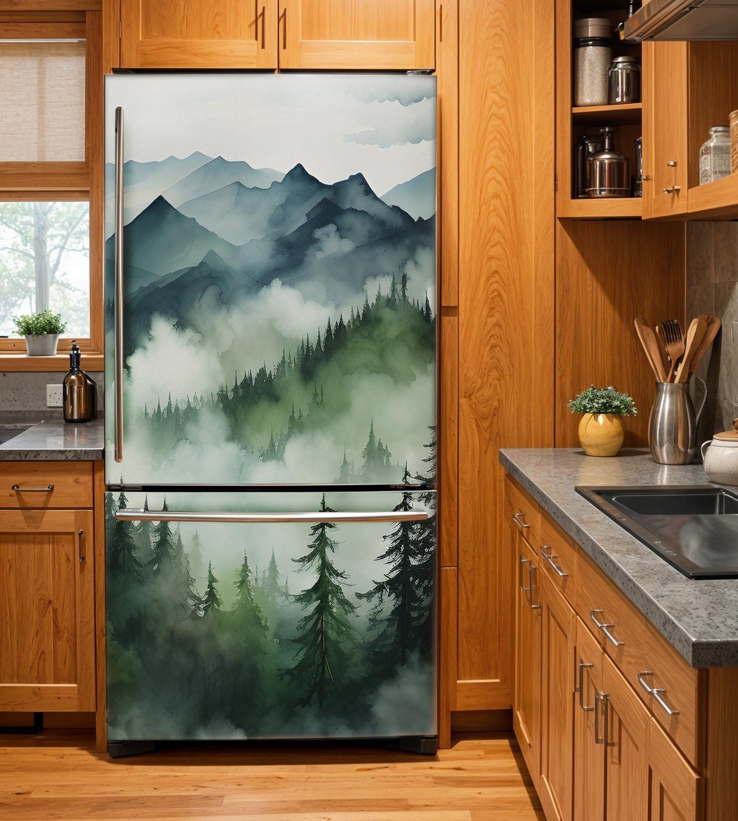 Fridge Wrap Forest, Refrigerator Wrap Vinyl Side by Side, Top Bottom ...