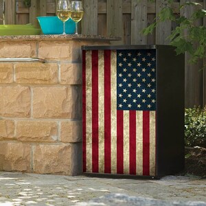 Retro US Flag Fridge Wrap Refrigerator Wrap Side by Side American Flag ...