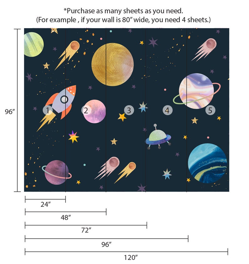 Kids Space Wallpaper for Bedroom Outer Space Wallpaper for - Etsy