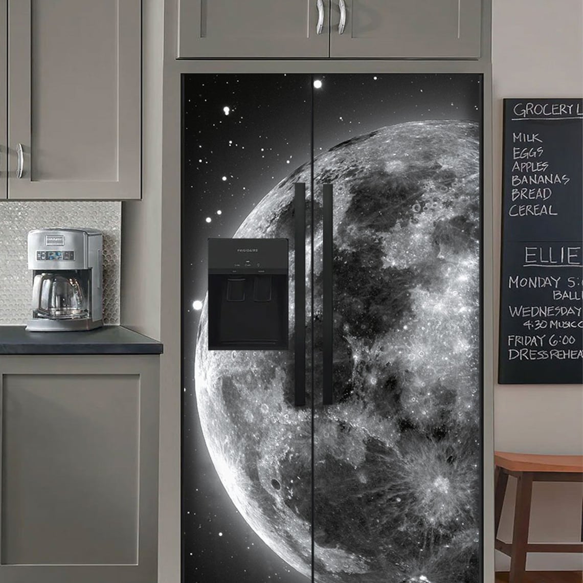 Fridge Wrap Black Vinyl Fridge Decal Moon Refrigerator Wrap - Etsy