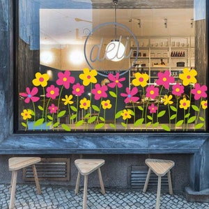 Spring Flower Window Decals, Floral Easter Shop Retail Window Display ...