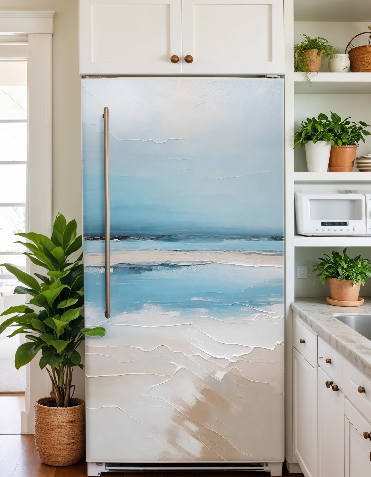 Fridge Wrap Coastal Art, Refrigerator Wrap Vinyl Side by Side ...