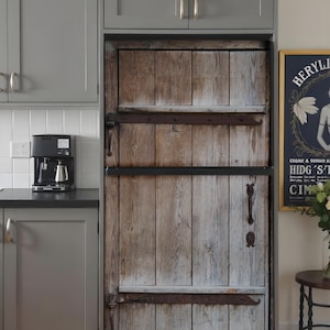 Fridge Wrap Barn Door, Farmhouse Refrigerator Wrap Vinyl Side by Side ...
