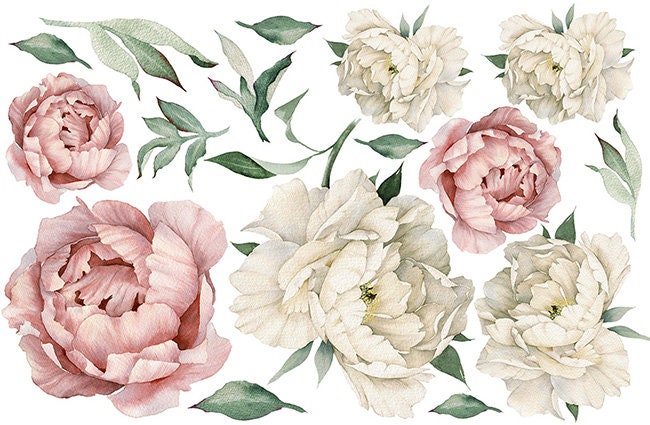 Large Peony Wall Decal Large Peonies Wall Decals Peony | Etsy