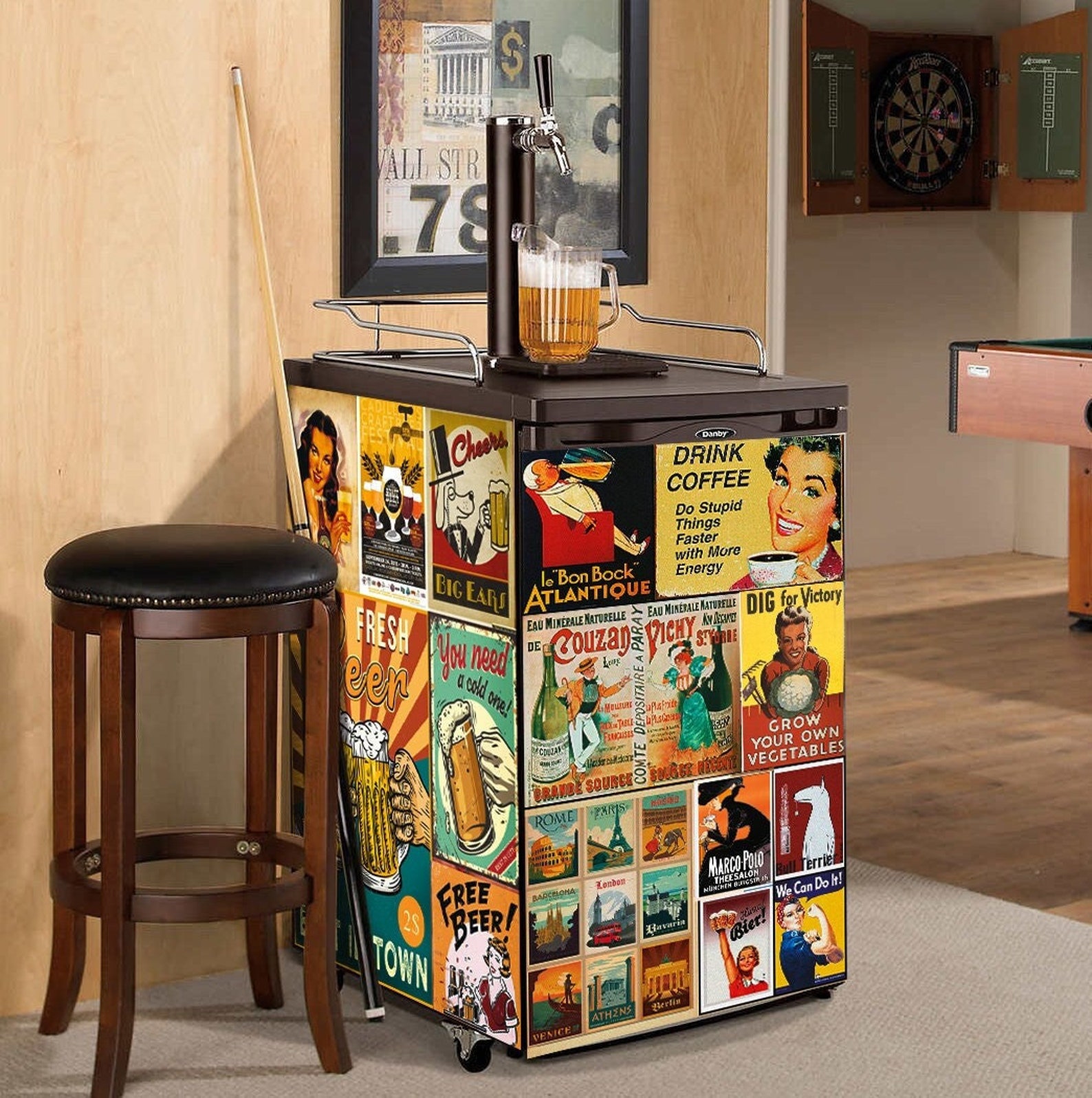 Retro MINI Fridge Wrap Vintage Fridge Decals Mini Refrigerator Decals ...