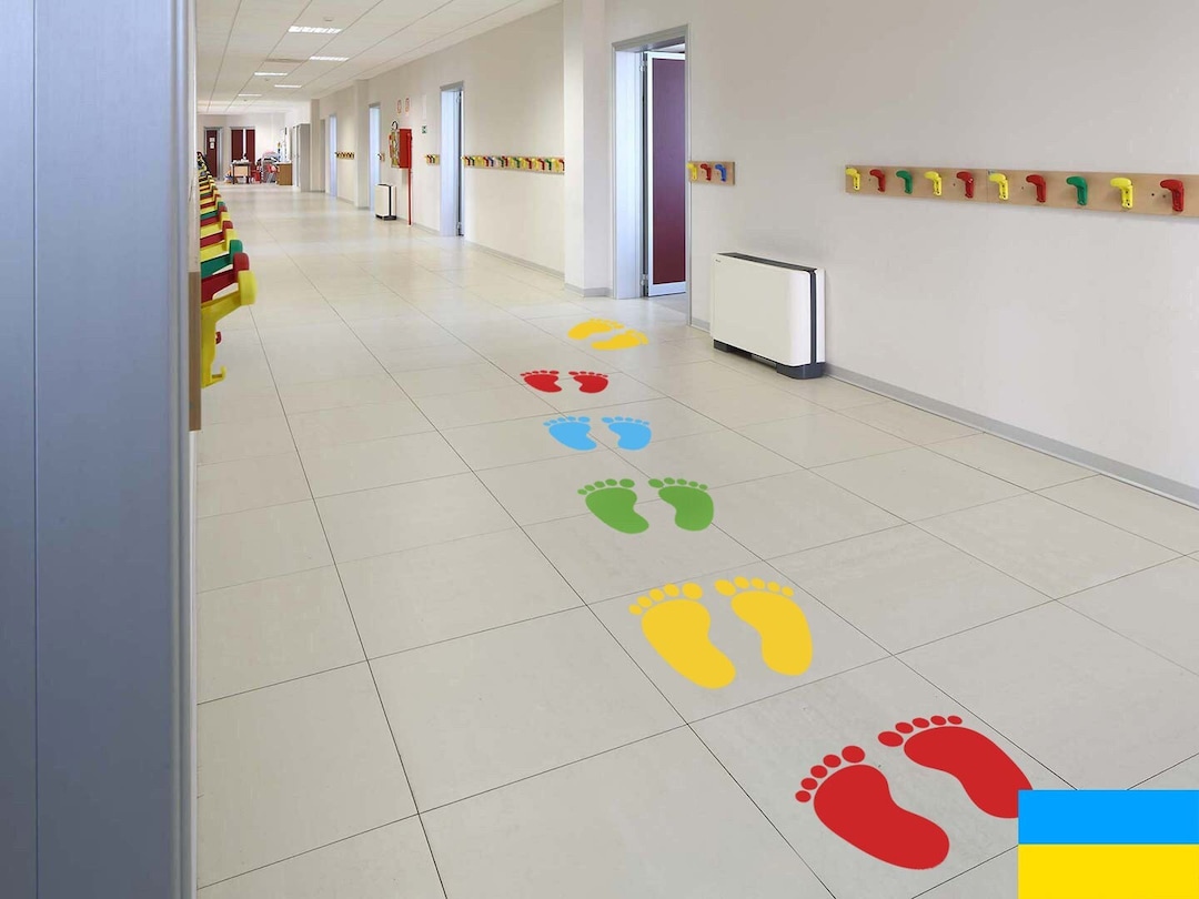 Kids Social Distancing Floor Decals, Shoe Decals for Floor, Safe ...