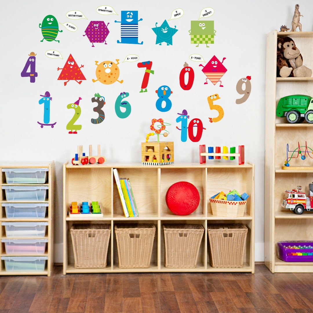Numbers Wall Decals Shapes Decals Preschool Classroom - Etsy