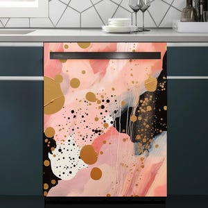 Fridge Wrap Pink Art, Refrigerator Wrap Vinyl Side by Side Top Bottom ...