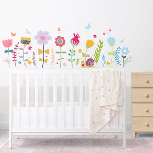 Cartoon Flower Wall Decals for Kids, Floral Wall Decals Girls, Girl's ...