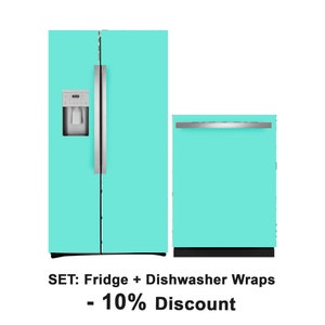 Solid Color Fridge Wrap Refrigerator Wrap Vinyl Side by Side Black Teal ...