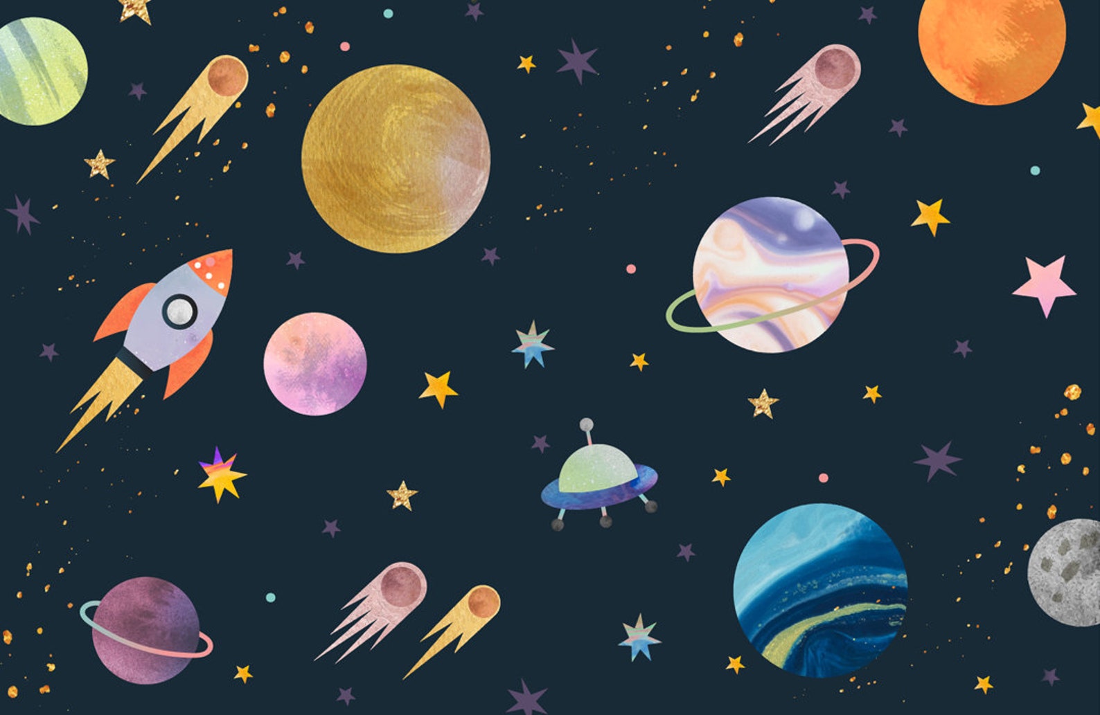 Kids Space Wallpaper for Bedroom Outer Space Wallpaper for - Etsy