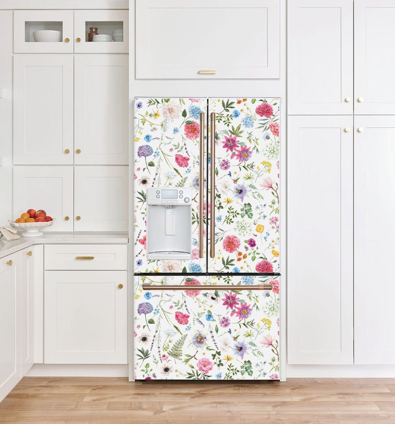 Fridge Wrap Floral Refrigerator Wrap Side by Side White - Etsy
