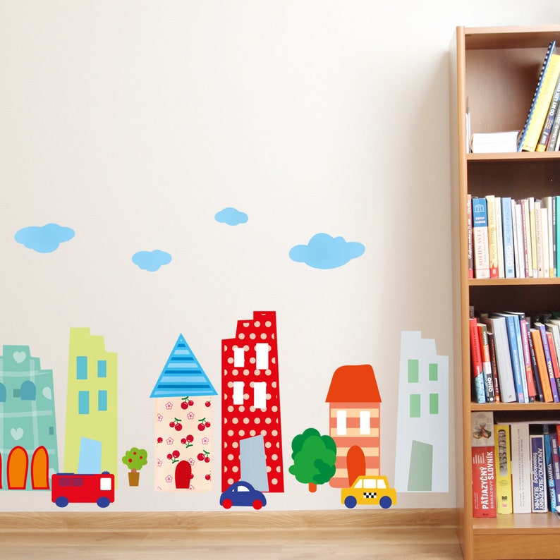 Town Wall Decal City Wall Decal Nursery Wall Decal Boy Room Decal Town ...