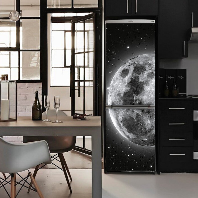 Fridge Wrap Black Vinyl Fridge Decal Moon Refrigerator Wrap - Etsy