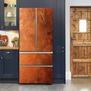 Fridge Wrap Copper Vintage Rustic, Refrigerator Wrap Vinyl Side by Side ...