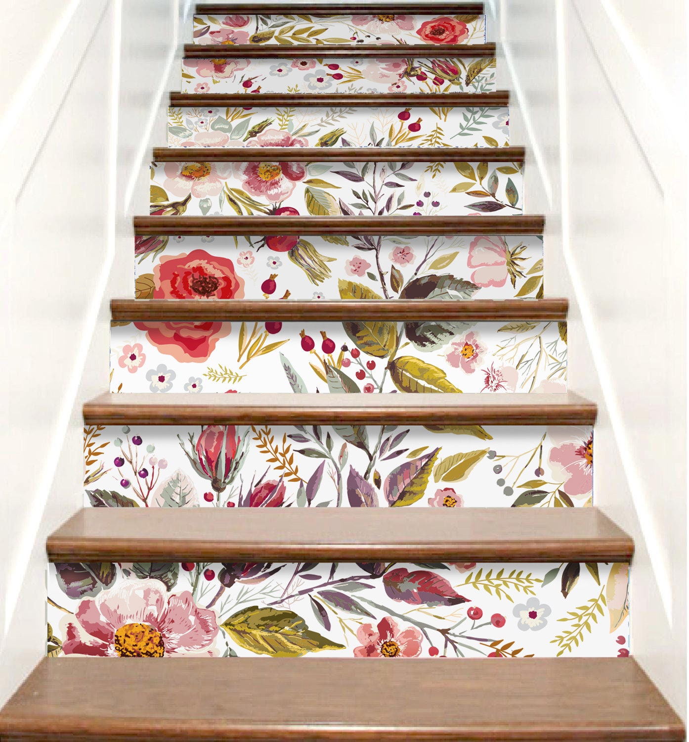 Stair Riser Decals Floral, Stair Decals, Staircase Decals Peel & Stick ...