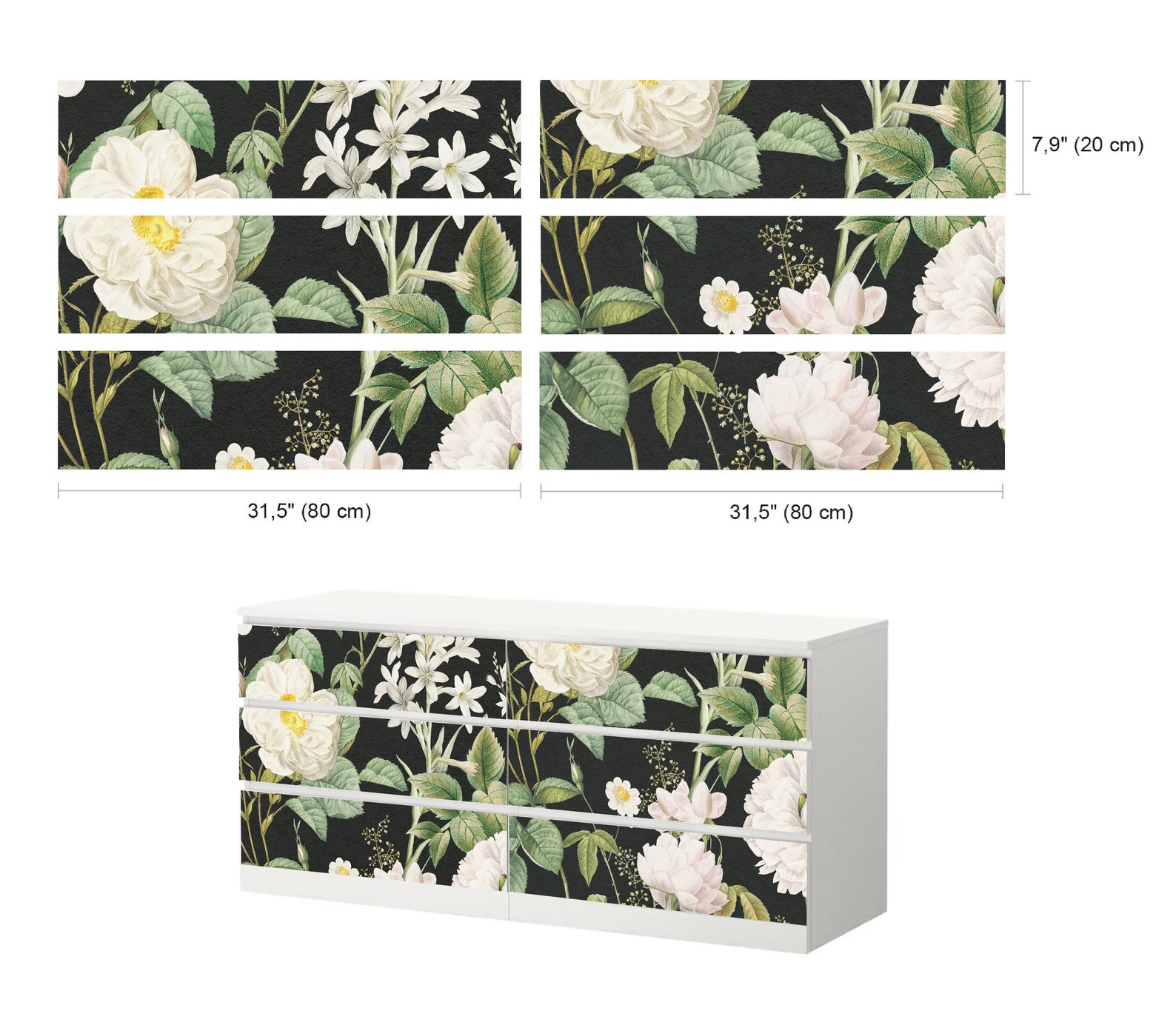 IKEA Malm Dresser Decal, Ikea Dresser Stickers, Malm decal, Malm ...