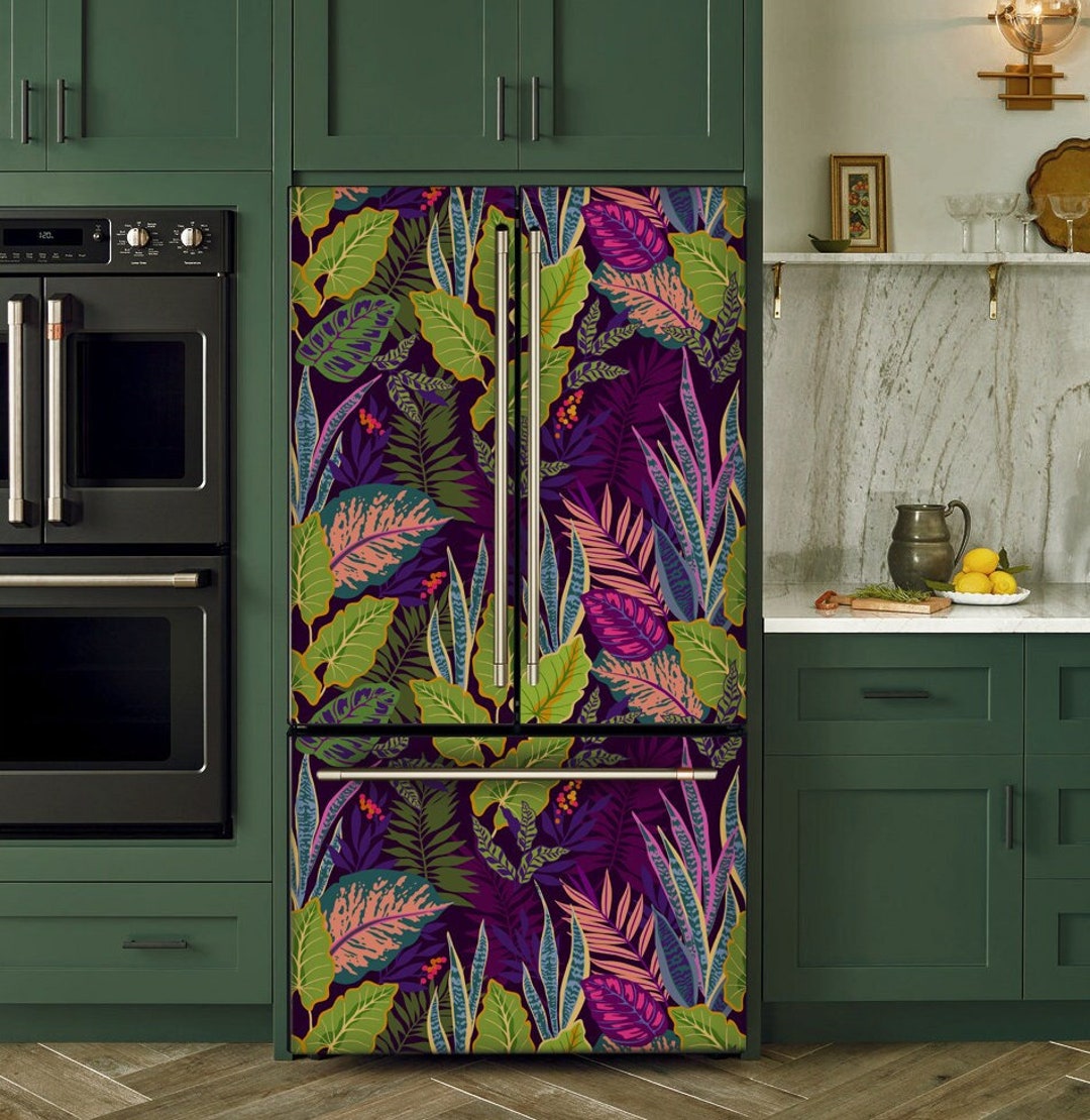Fridge Wrap Tropical Refrigerator Wrap Vinyl, Fridge Decals Side by ...