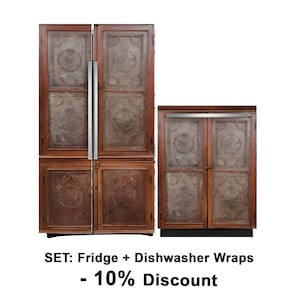 Farmhouse Fridge Wrap Pie Safe, Refrigerator Wrap Vinyl Side by Side ...
