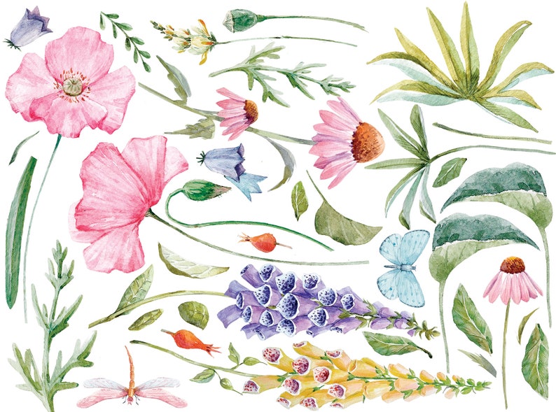 Floral Wall Decals Wildflower Nursery Flower Wall Decals - Etsy