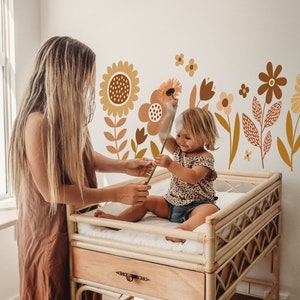 Boho Flower Wall Decals for Kids Girls Bedroom, Floral Decals Girl ...