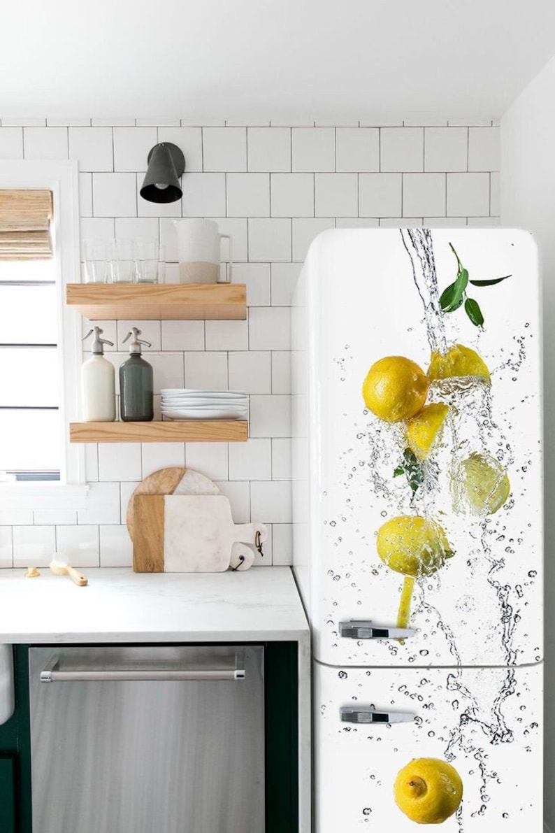 Fridge Wrap Vinyl Lemons Refrigerator Wrap White Full Fridge - Etsy