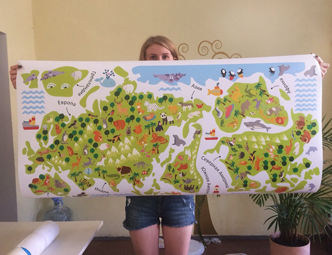 World Map Wall Decal World Map for Kids World Map Sticker - Etsy