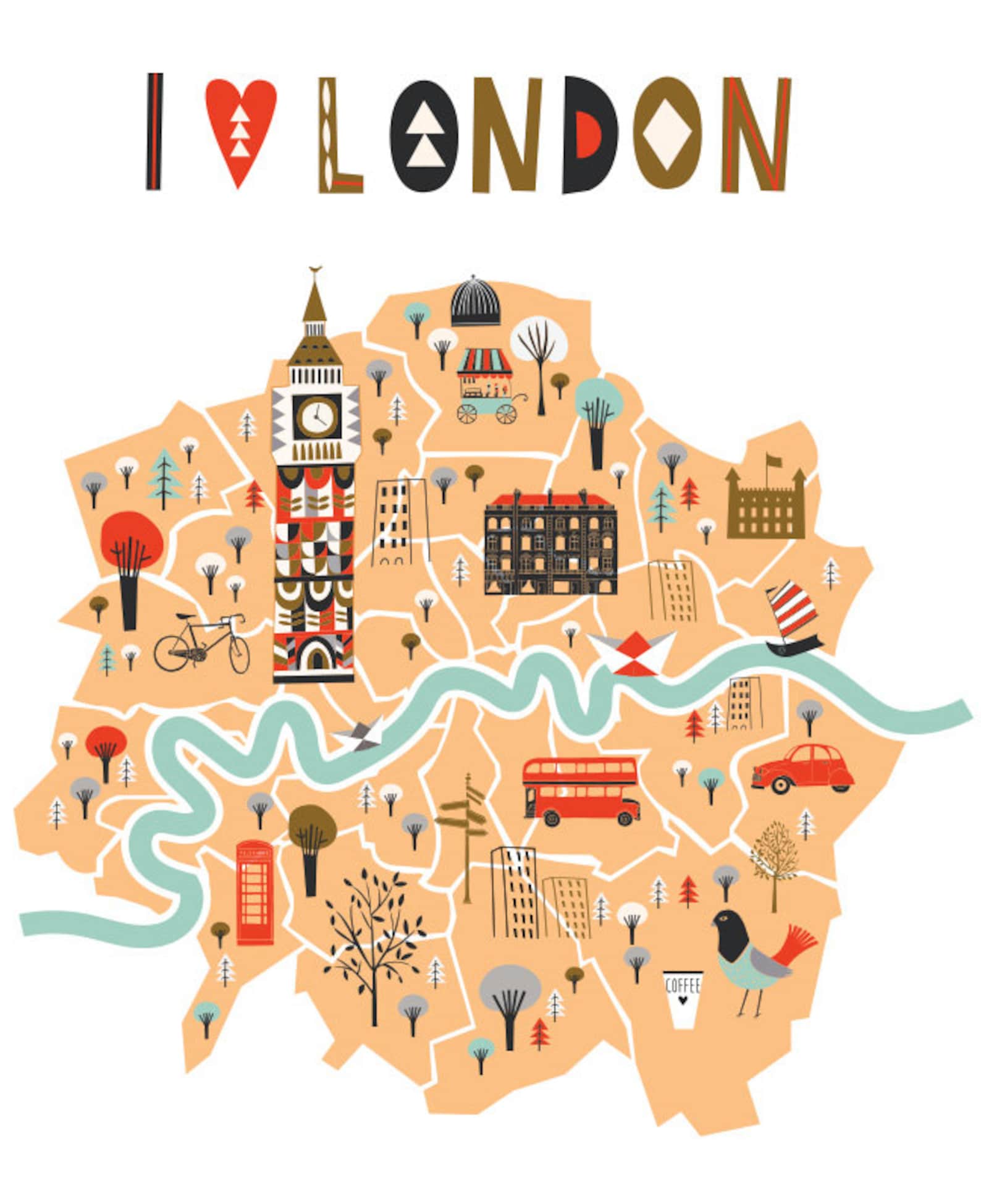 London Map Wall Decal London Map for Kids Peel&stick London | Etsy