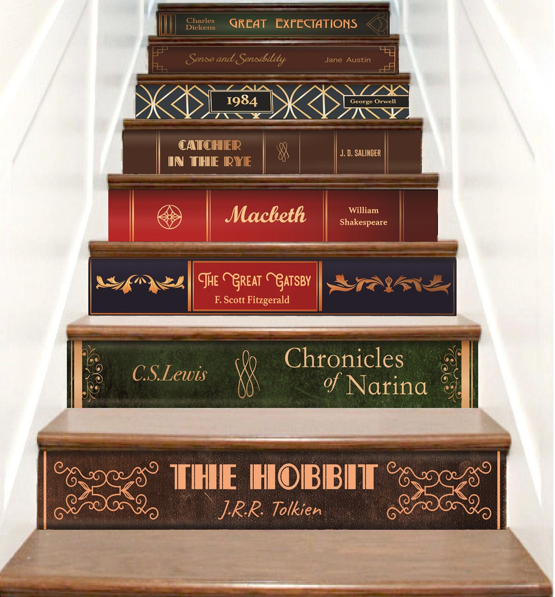 Book Title Stair Decals, Book Spine Stair Decals, Stair Riser Decals ...