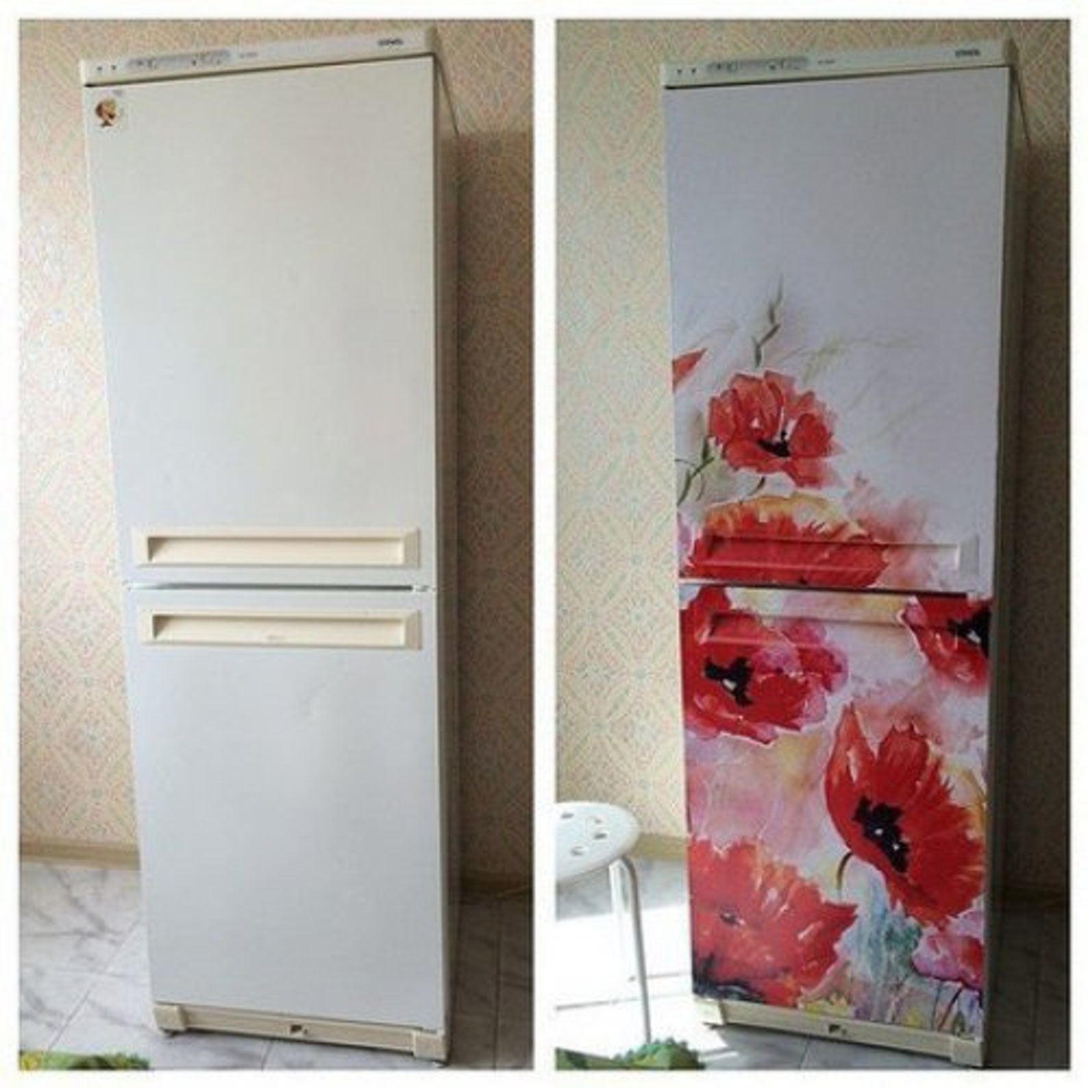 Fridge Decal Flowers Fridge Wraps Red Fridge Decals Fridge - Etsy