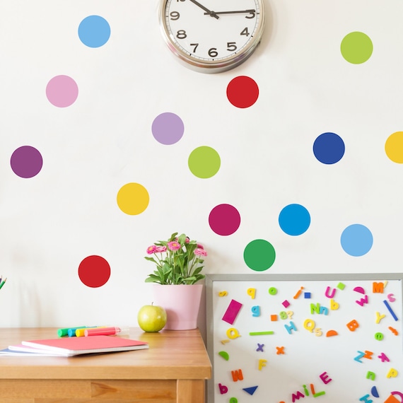 Colorful Polka Dots 60 Pcs Set Polka Dot Wall Decals Polka | Etsy