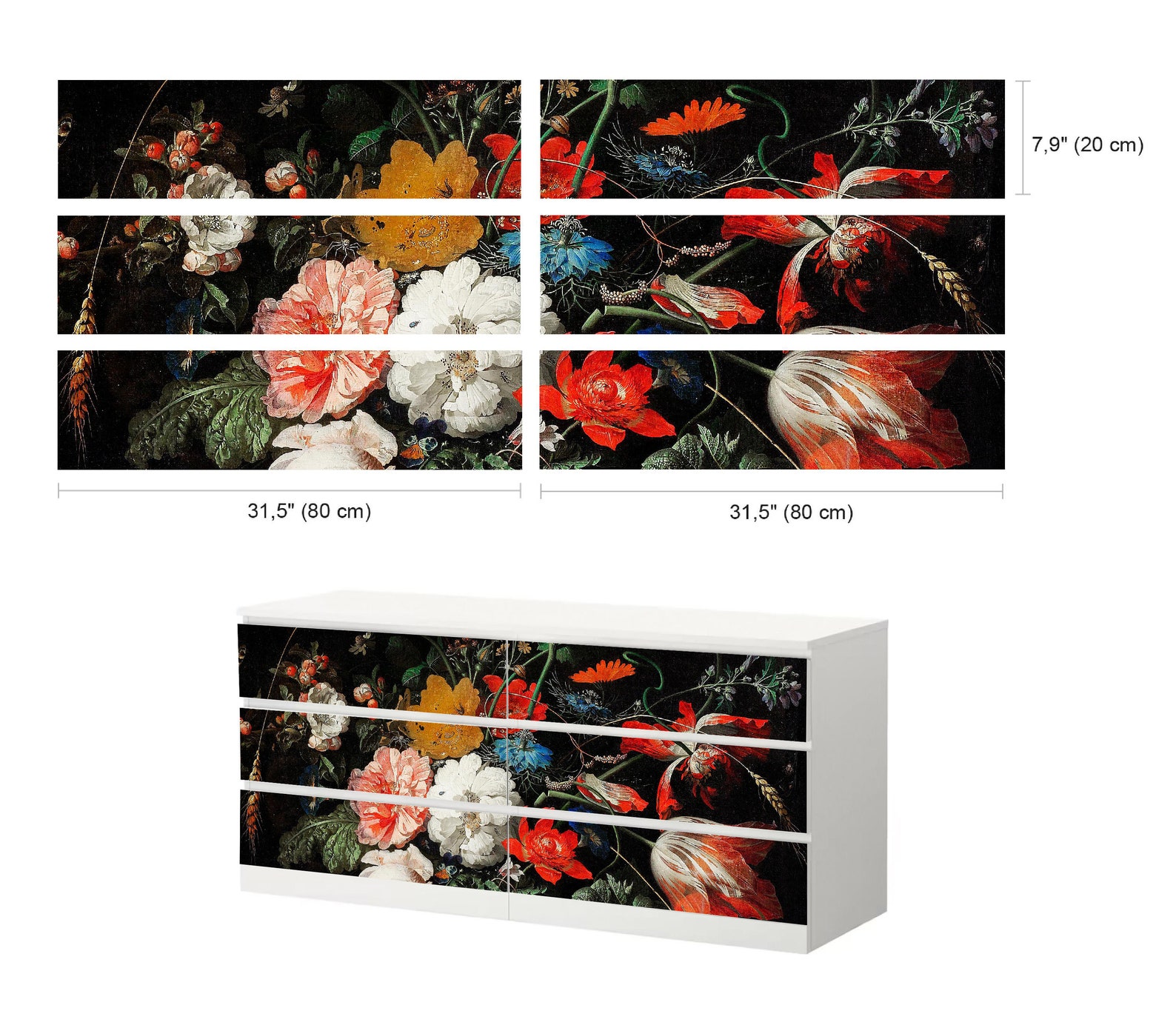 IKEA Malm Dresser Decal, Ikea Dresser Stickers, Malm wrap, Malm contact ...
