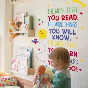 The More That You Read Decal, Kids Colorful Inspirational Wall Decals ...