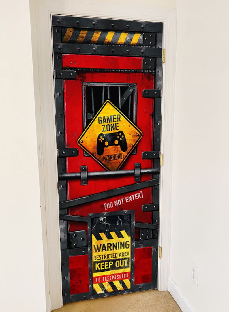 Game Room Door Mural, Door Wrap, Metal Door Mural for Boys Room, Door ...