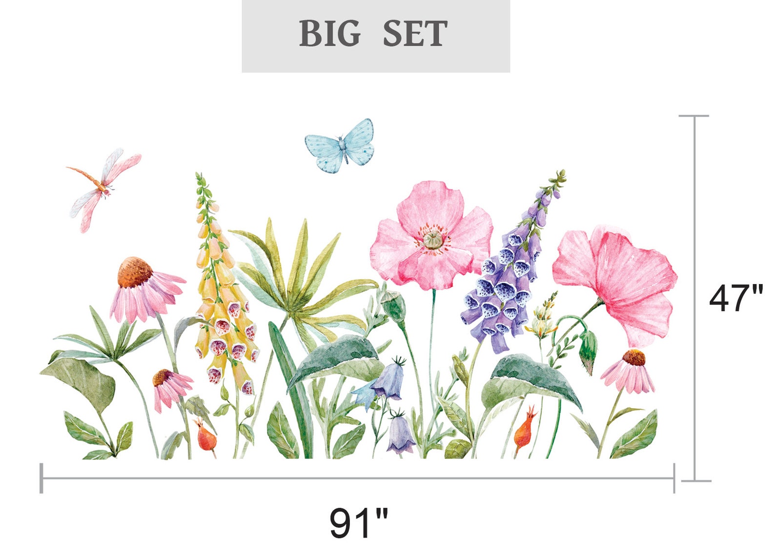 Floral Wall Decals Wildflower Nursery Flower Wall Decals - Etsy