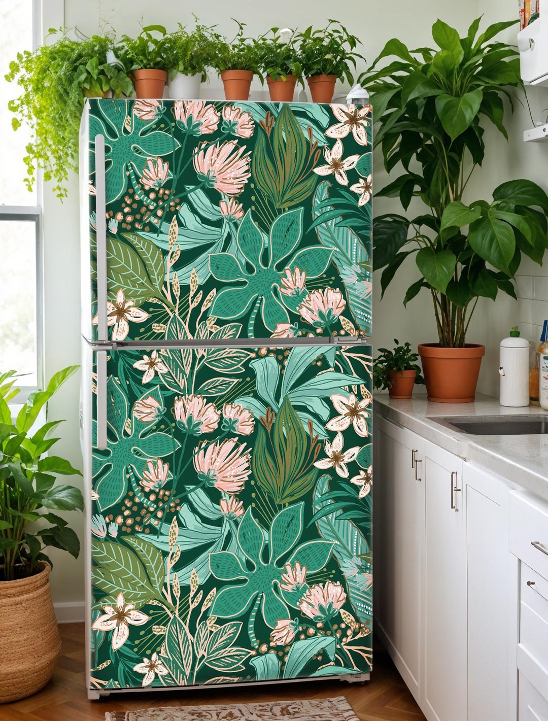 Fridge Wrap Tropical Refrigerator Wrap Vinyl Side by Side Fridge Decal ...