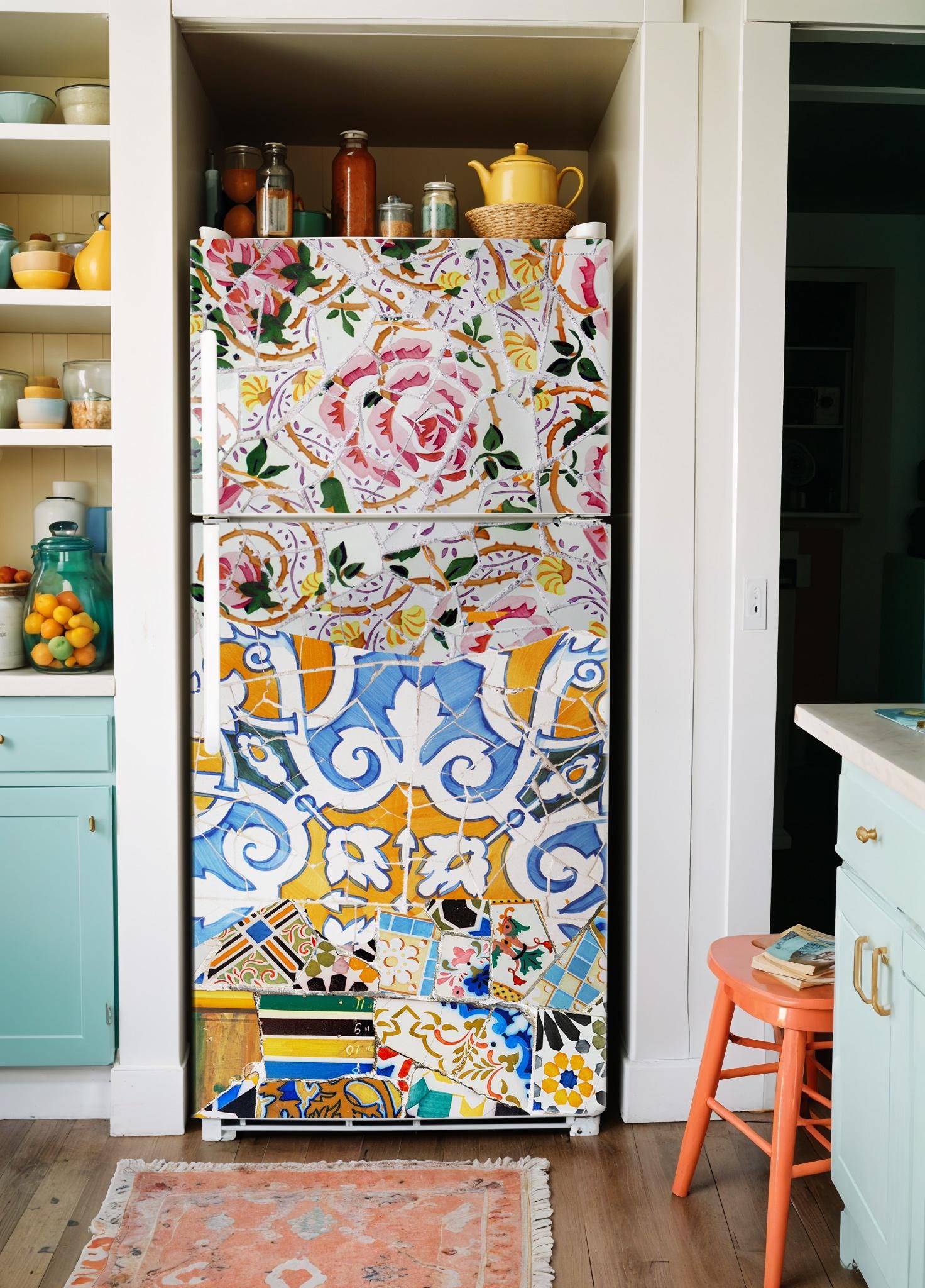 Fridge Wrap Vinyl Tiles, Refrigerator Wrap Side by Side, Top Bottom ...