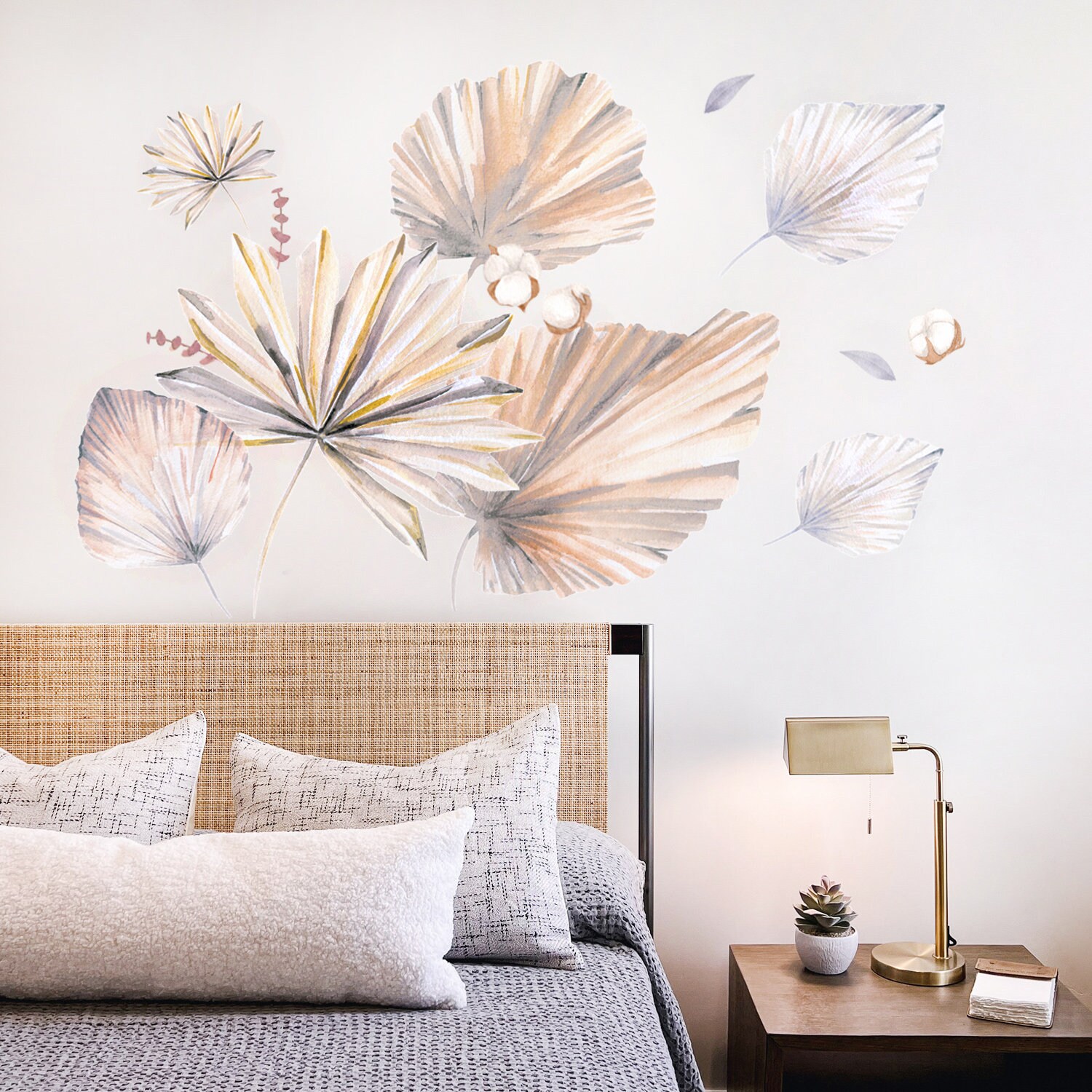 Boho Leaves Wall Decal for Bedroom Boho Floral Wall Decals - Etsy