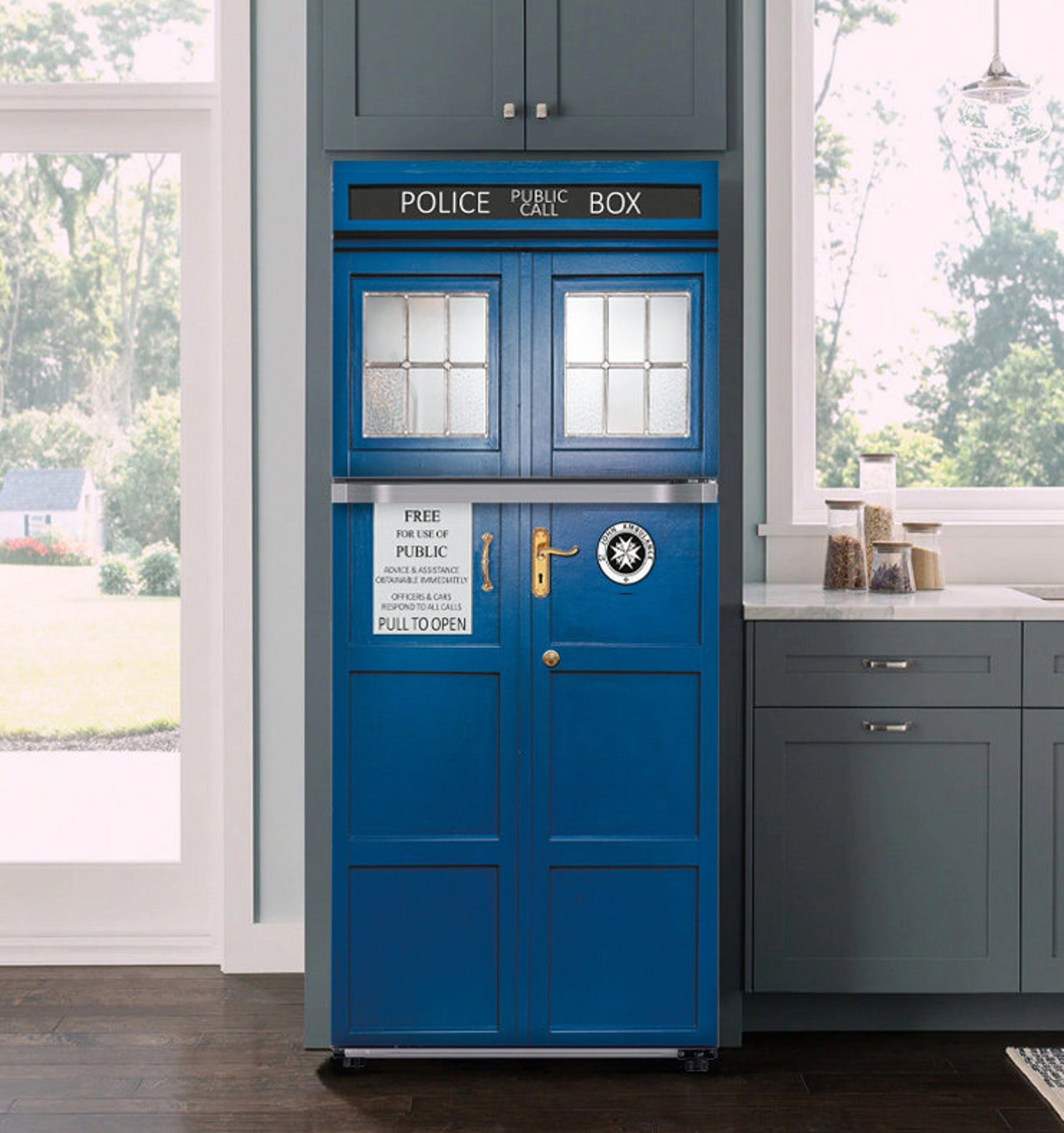 Tardis Fridge Wrap, Tardis Refrigerator Wrap, Policebox Door Cover, Dr ...