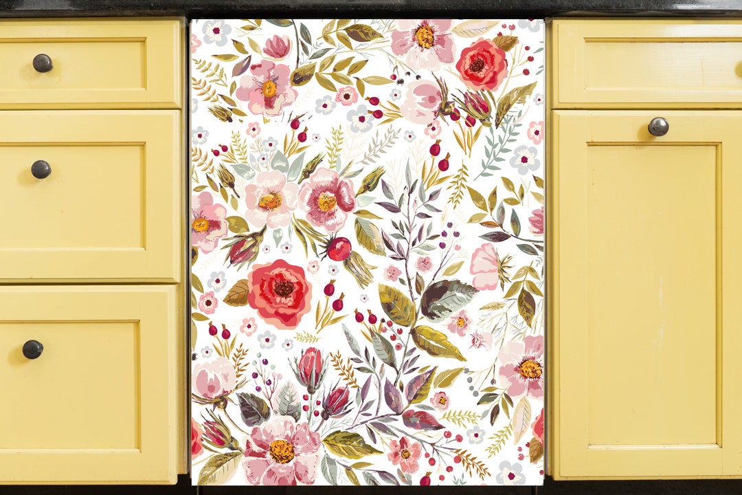 Dishwasher Magnet Cover Floral Wrap, Dishwasher Door Cover Magnetic ...