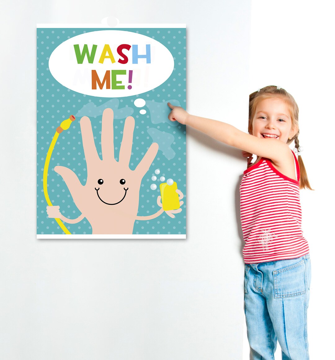 Hand Washing Sign in Poster Hanger Wall Hanging Hand Washing Sign ...