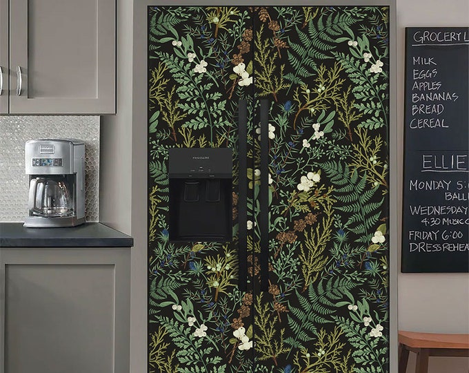 Boho Fridge Wrap Vintage Floral Refrigerator Wrap Vinyl Side by Side ...