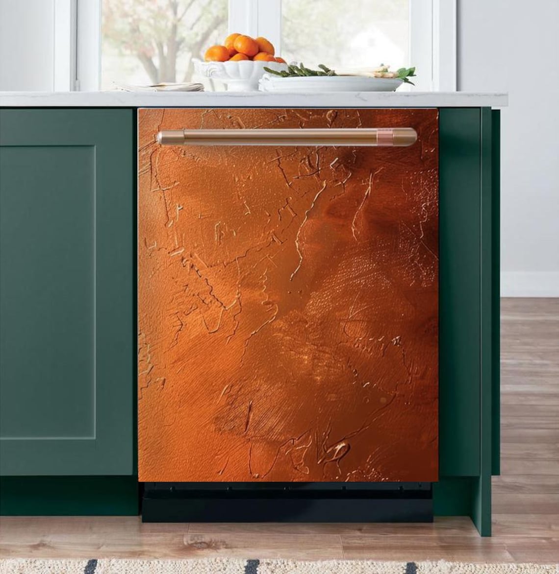 Fridge Wrap Copper Vintage Rustic, Refrigerator Wrap Vinyl Side by Side ...