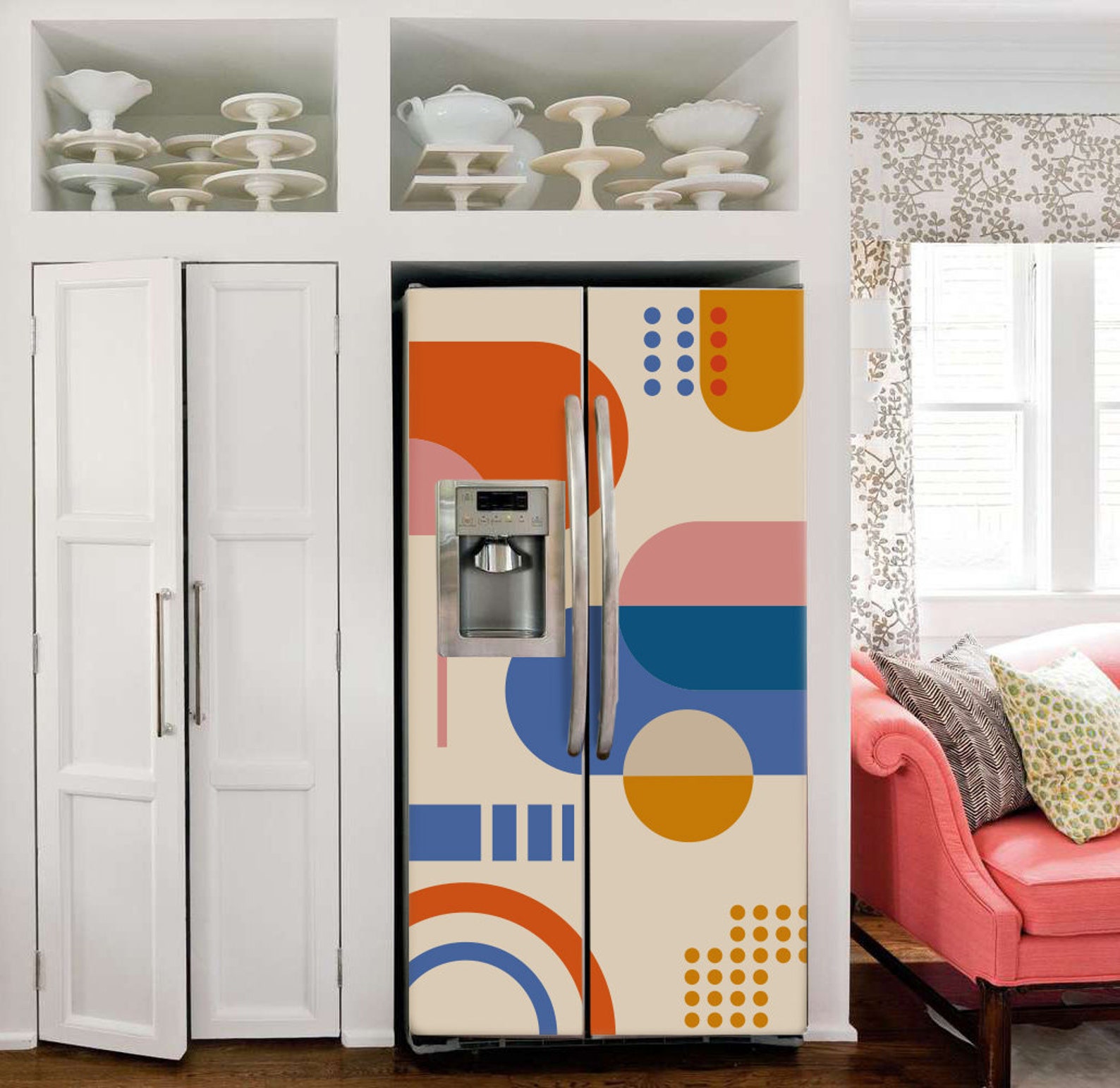 Geometric Fridge Wrap Boho Refrigerator Wrap Vinyl Side by Side ...
