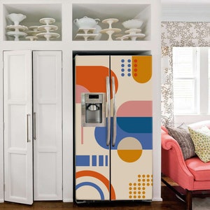 Geometric Fridge Wrap Boho Refrigerator Wrap Vinyl Side by Side ...