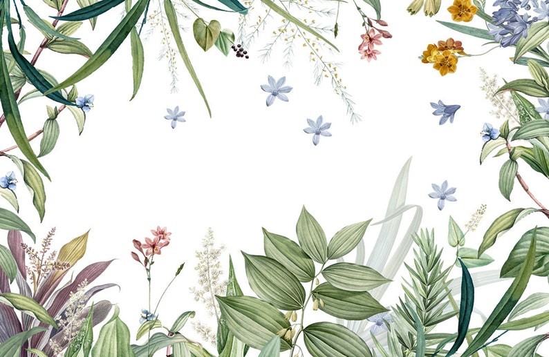 Vintage Botanical Wallpaper Vintage Floral Wallpaper Large Etsy