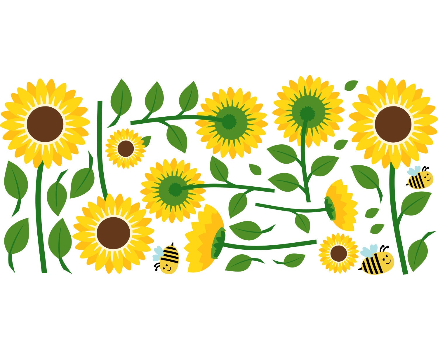 Sunflower Wall Decals Nursery Peel and Stick Vinyl Sunflower | Etsy