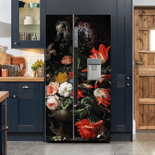 Refrigerator Wrap Side by Side Floral Vintage Fridge Wrap - Etsy